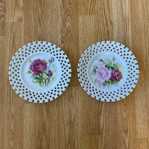 Lefton | Dining | Two Lefton China 95s Hand Painted Roses Lattice Edged ...